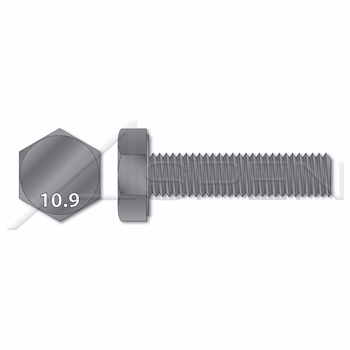 (75 pcs) M10-1.25 X 25mm, DIN 961, Metric, Hex Head Cap Screws Bolts, Fine Thread, Full Thread, Class 10.9 Steel, Plain
