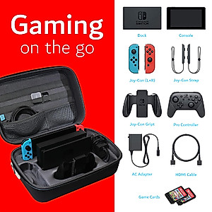 TUDIA EVA Carrying Travel Case Compatible with Nintendo Switch, Fits Nintendo Switch Dock, Console, Pro Controller, Joy Cons, Game Cards, Cables & Accessories (Black)