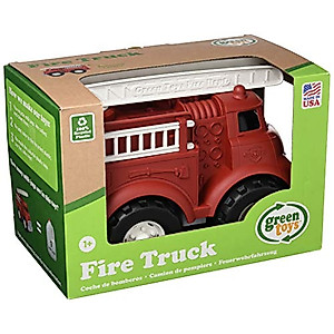 Green Toys Fire Truck, Red 4C - Pretend Play, Motor Skills, Kids Toy Vehicle. No BPA, phthalates, PVC. Dishwasher Safe, Recycled Plastic, Made in USA.