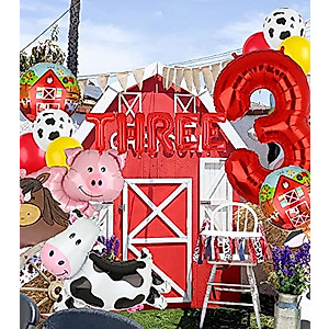Farm Animal Balloons Cow Pig Balloon Farm Animal Theme 3rd Birthday Party Decor Cow Print Latex Balloons Walking Animal Balloons Duck Rooster Large Number 3 Balloon THREE Letter Banner Balloon 14 Pcs