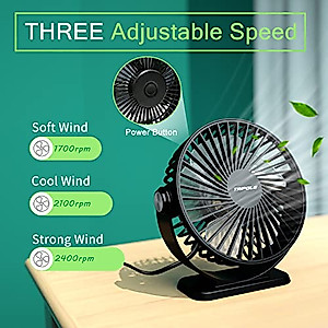 TriPole USB Powered Desk Fan and Lollipop Handheld Fan Bundle 3 Speeds Small Desk Fan 2 Speeds 5000mAh Battery Operated Portable Fan