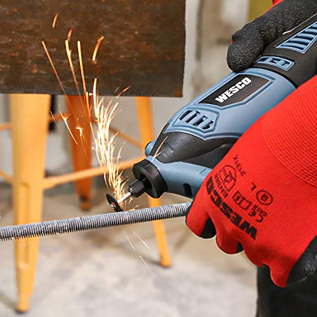 WESCO Rotary Tool Kit, 7 Variable Speeds 8000-35000RPM,Flexible Shaft, 82 Accessories, Rotary Multi-Tool for Cutting, Carving, Engraving, Polishing, and Detail Sanding DIY Project