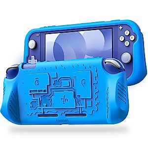 Fintie Case for Nintendo Switch Lite 2019 w/3 Game Card Slots - Soft Silicone [Shock Proof] [Anti-Slip] Protective Cover w/Ergonomic Grip Comfortable Grip Case for Switch Lite Console, Blue