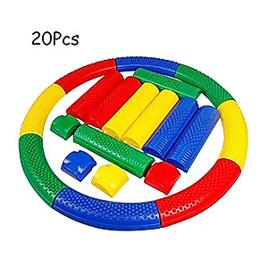 Balance Beam for Kids, 20Pcs Anti-Slip Stepping Stones for Kids, Montessori Sensory Toy Balance Board Gymnastics Obstacle Course for Home Gym Playground