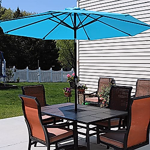 Sunnydaze 9-Foot Patio Umbrella - Push-Button Tilt and Crank Handle - Aluminum Pole and Polyester Shade Canopy - Turquoise