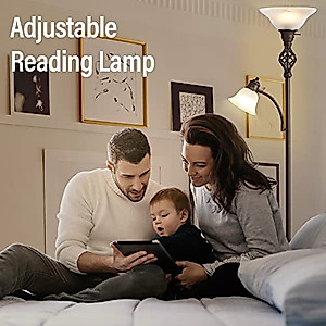 GyroVu Torchiere Floor Lamp for Living Room, LED Standing Reading Light for Bedroom with Glass Shade for Living Room Corner Bedroom Home Office,Bulbs Included