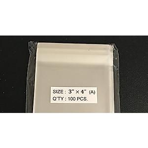 UNIQUEPACKING 100 Pcs 3x4 Crystal Clear Resealable Recloseable Cello/Cellophane Bags