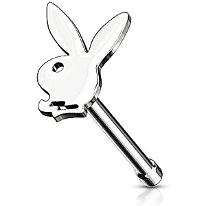 Playboy Bunny Top 316L Surgical Steel Nose Bone Stud Rings (Steel)