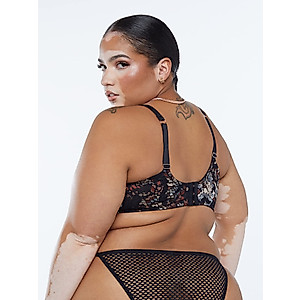 Savage X Fenty, Women's, Cold-Hearted Snake Unlined Lace Demi Bra, Venomous Vixen Snake Lace, 38DDD