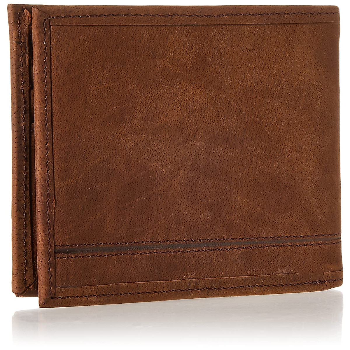 Lucky Brand Men's Embossed Bifold Wallet (Available in Cotton Canvas, Grooved Leather-Brown, One Size