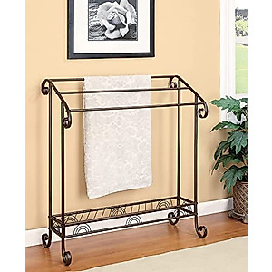 3-Tier Free Standing Metal Towel Rack with Storage Shelf in Dark Bronze by Madison Home Products, 37'' H x 33'' L x 13'' D (MH10833)