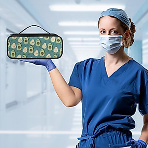 Gomyblomy Funny Avocado Stethoscope Case Fit for Most Stethoscopes, Universal Stethoscope Storage Bag Hard Holder Organizer Case with Extra Mesh Pockets for Nurses and Doctors