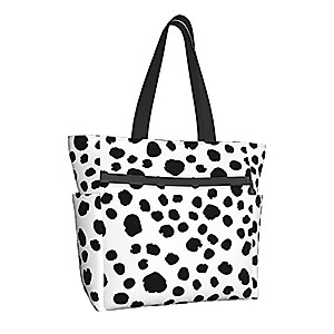 suzpngi Black Dot Casual Tote Bag Multi-functional Shoulder Bag for Gym Work Travel Shopping