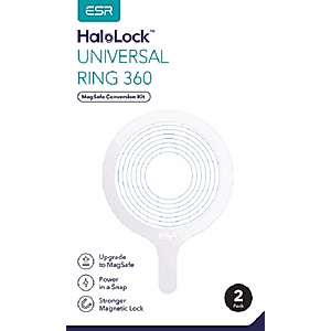 ESR MagSafe Ring 360 (HaloLock), MagSafe Sticker, MagSafe Magnet, Universal Magnetic Conversion Kit for iPhone 14/13/12/11/X Series, Galaxy S23/S22/S21/20 and More, 2 Pack, MagSafe Accessories, White