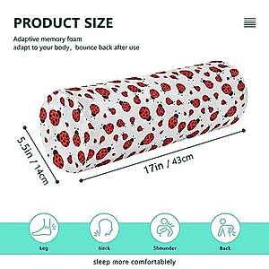 Vnurnrn Red Ladybird Neck Support Pillow Round Neck Roll Bolster Cylinder Pillow Cervical Pillows Shoulder Pillow for Leg Knee Back Head Support for Bedroom Camp Work Women Men