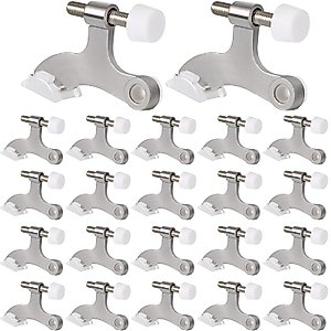 Chumia 48 Pieces Hinge Pin Door Stops Satin Brushed Door Stopper Adjustable Heavy Duty Hinge Door Stopper with Rubber Bumper Tips (Silver)