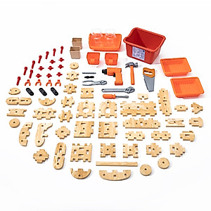 Step2 Pro Play Kids Workshop with Utility Bench, Indoor/Outdoor Tool Bench for Children, Interactive Play with Sounds, Made of Durable Plastic, Includes 76 Piece Toy Accessories, Toddlers 3+ Years Old