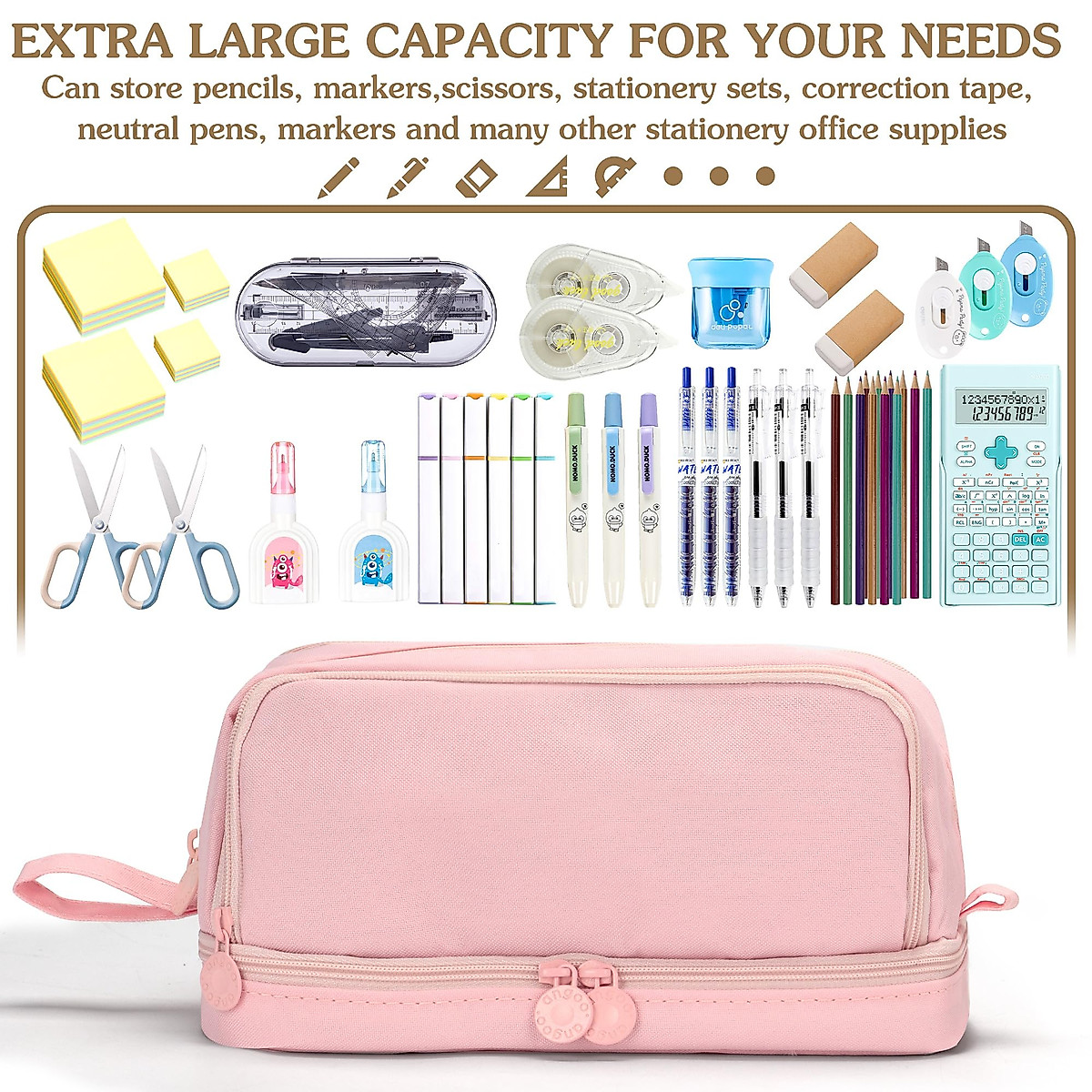 HLDIFENGGS Large Pencil Pouch, Special Preppy Aesthetic Pencil Case with Compartments, Pencil Bag Big for School Teens Office College Girl Boy Men Women Adult