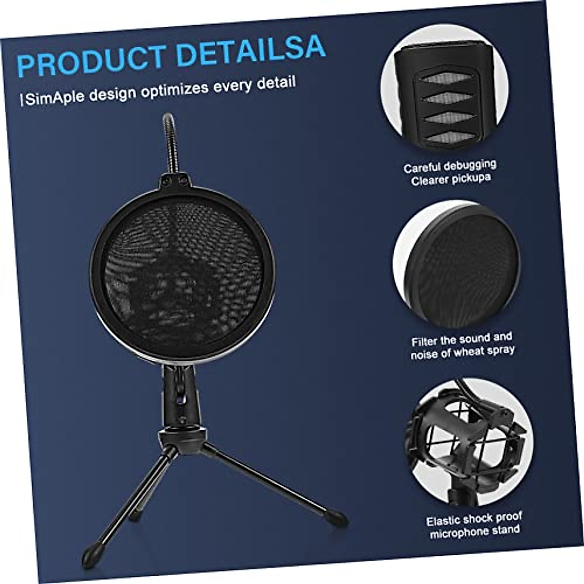 Vaguelly 2 Sets Computer Microphone Podcast Studio Microphone Laptop Stand for Desk Live Broadcast Mic Usb Recording Mic Condenser Microphone Recording Microphone Trumpet Capacitance Metal