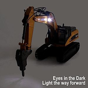 Huina RC Excavator for adults1580 Hobby Remote Control V4 Full Metal RC Excavator Adult huina 580 Construction Vehicle Professional Remote Control Tractor (2 Batteries)