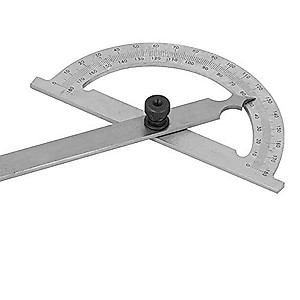 180 Degree Protractor, 80 * 120mm Carbon Stainless Steel Chrome Plating Protractor Rotary Angle Finder Measuring Ruler Tool for Woodworking