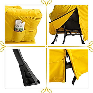 HollyHOME Modern Fabric Large Lazy Chair, Accent Oversized Comfy Reading Chair, Thick Padded Cozy Lounge Chair with Armrest, Steel Frame Leisure Sofa Chair for Living Room, Bedroom, Dorm, Yellow