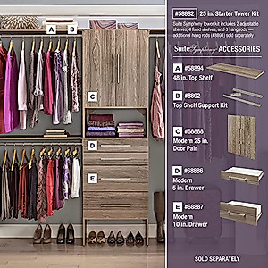 ClosetMaid SuiteSymphony Wood Closet Door Set Pair, Add On Accessory, Modern Style for Storage, Clothes, for 25 in. Units, Natural Gray/Satin Nickel, Inch