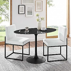 Modway Lippa Round 48" Mid-Century Modern Artificial Marble Dining Table