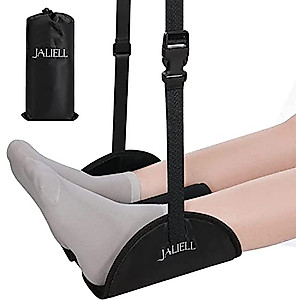 Upgrade Airplane Footrest - JALIELL 2 in 1 Adjustable Foot Hammock with Comfortable Base (Memory Foam), Portable Airplane Travel Accessories to Relax Your Feet, Reduce Swelling and Soreness