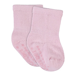 Gerber Kids' 8-Pack Wiggle-Proof Jersey Crew Socks, Light Pink, 0-6 Months