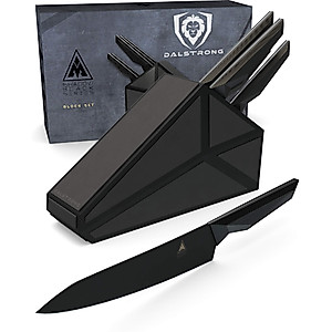 The Shadow Black Series 5-Piece Knife Block Set Bundle with The Shadow Black Series 4-Piece Steak Knife Set