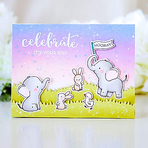 Stamp and Cutting Dies Set for DIY Craft Scrapbooking Card Making Friends Greetings Elephant Rabbit