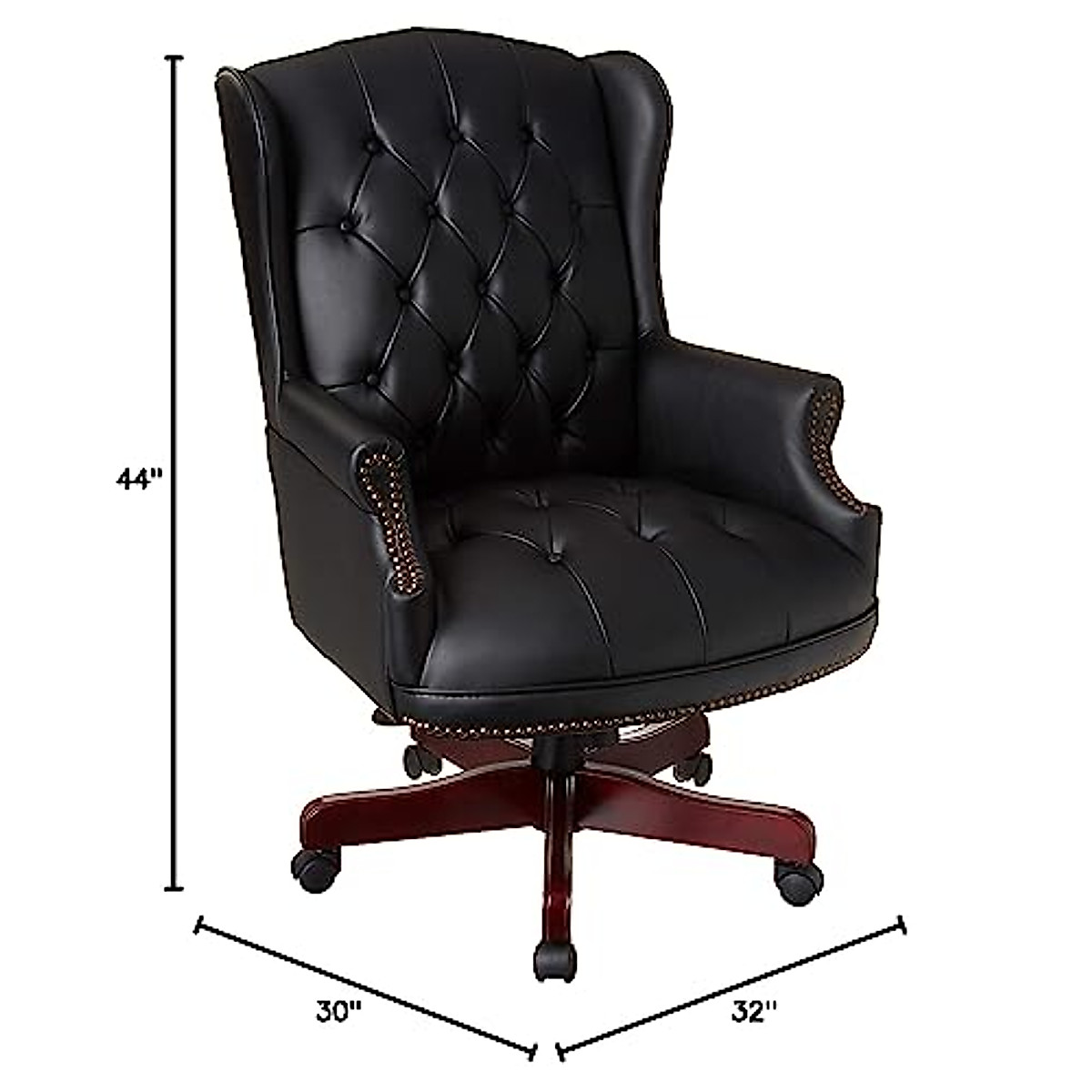 Boss Office Products Wingback Traditional Chair , Leather, in Black