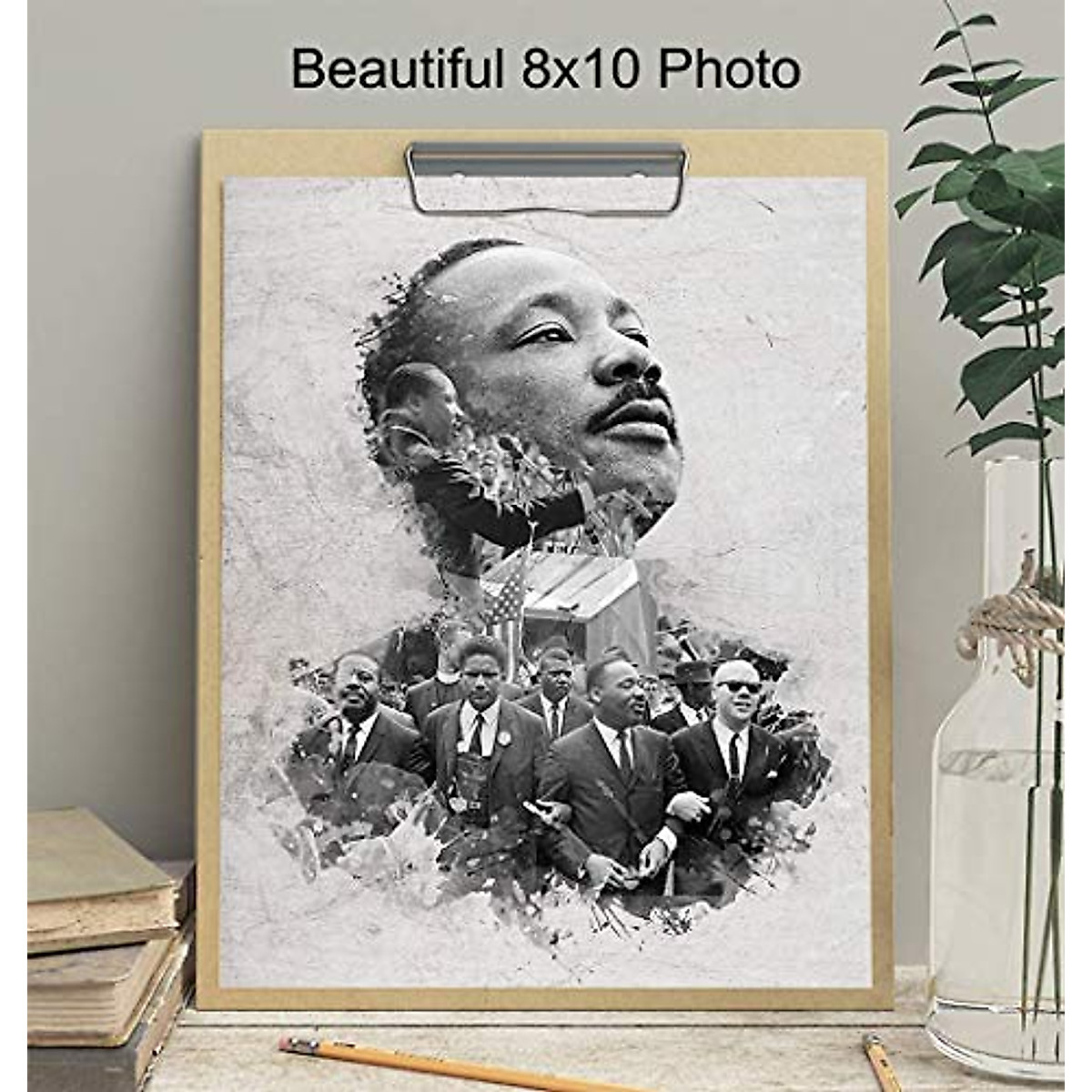 Dr Martin Luther King, MLK, Civil Rights Art - African American Wall Decor, Decoration for Living Room, Bedroom, Office - Gift for Black History Month - UNFRAMED Black Lives Matter Poster Print Photo