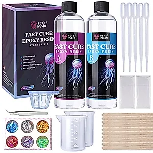 LET'S RESIN Fast Curing Epoxy Resin Kit-4 Hours Demold, 20OZ Quick Cure & Bubble Free Epoxy Resin,Crystal Clear Epoxy Resin for Craft,Art, Resin Supplies with Foil Flake, Resin Cup,Stir Stick
