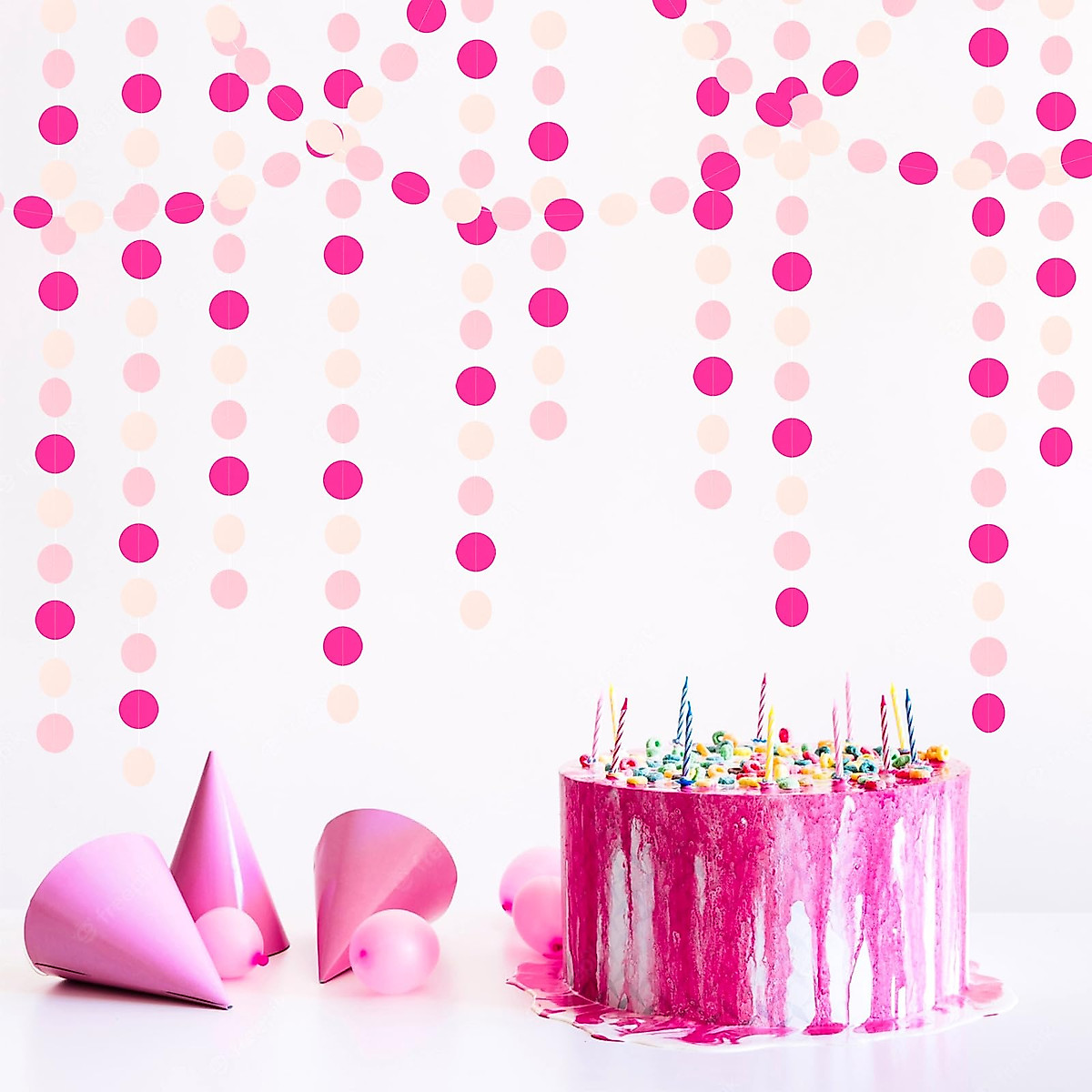 Hot-Pink Party-Decorations Paper-Garland Streamers Banner - 52Ft Girl Birthday flamingo Baby Shower Engagement Wedding Bachelorette Valentines Day Hanging Decor Ouruola