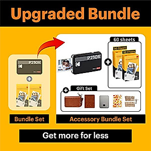 KODAK Mini 2 Retro 4PASS Portable Photo Printer (2.1x3.4 inches) Initial 8 Sheets + 60 Sheets + Gift Bundle, Black