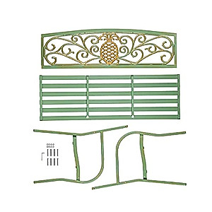 Plow & Hearth Weatherproof Pineapple Outdoor Bench | Holds Up to 300 lbs | Garden Patio Porch Park Deck | Metal | Green