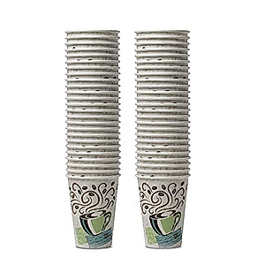 Dixie PerfecTouch WiseSize Coffee Design Insulated Paper Cup, 12oz Cups and Lids Bundle (12 oz, 50 Cups, 50 Lids)