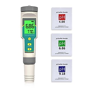 Yewhick Digital pH/TDS Meter with ATC Water pH Tester, 5 in 1 pH TDS EC Salinity Temp 0.01 Resolution, High Accuracy Water Quality Tester for Water, Wine, Pool, Aquariums
