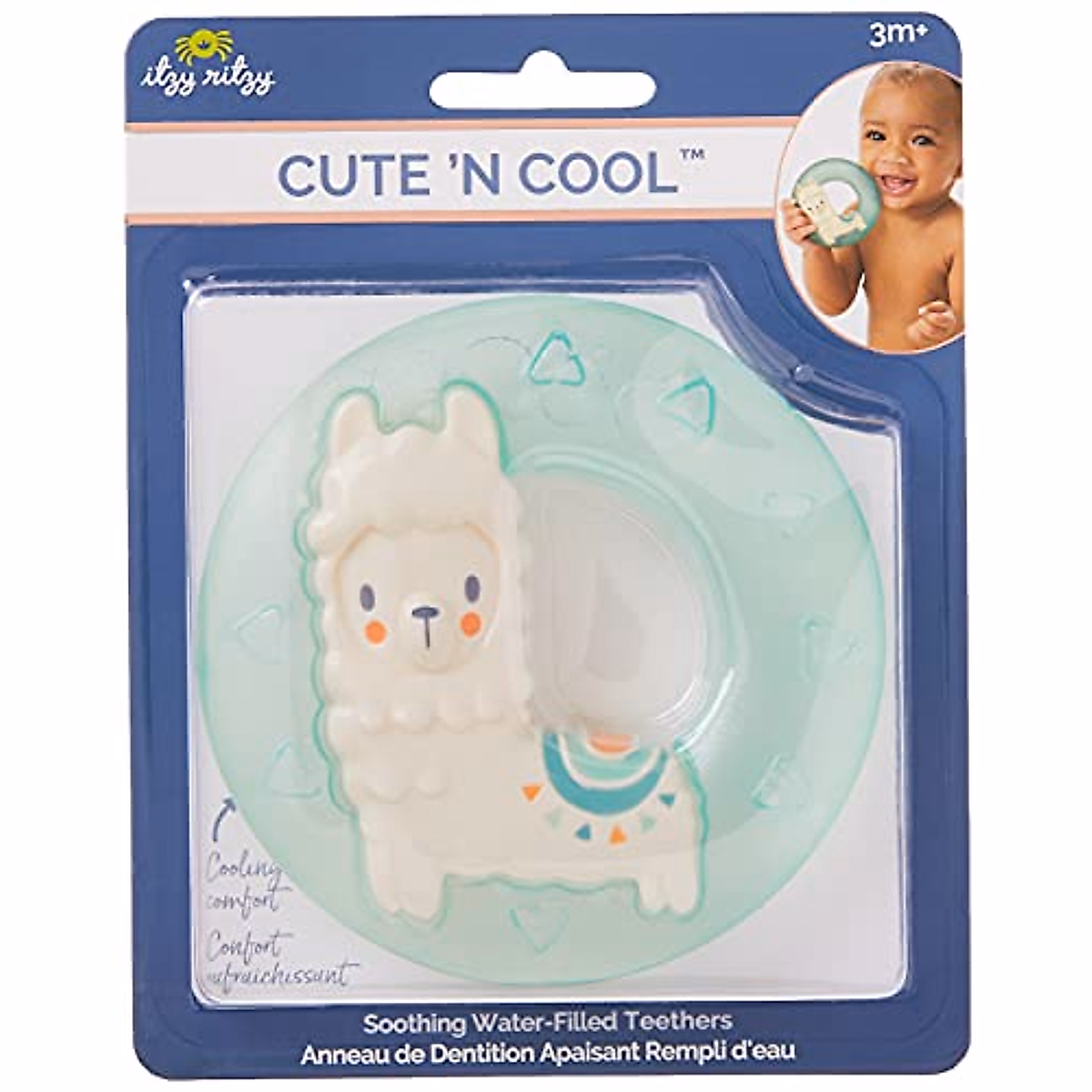 Itzy Ritzy Water-Filled Teether; Cute 'N Cool Llama Water Teether is Textured on Both Sides to Massage Sore Gums; Can Be Chilled in Refrigerator, Llama
