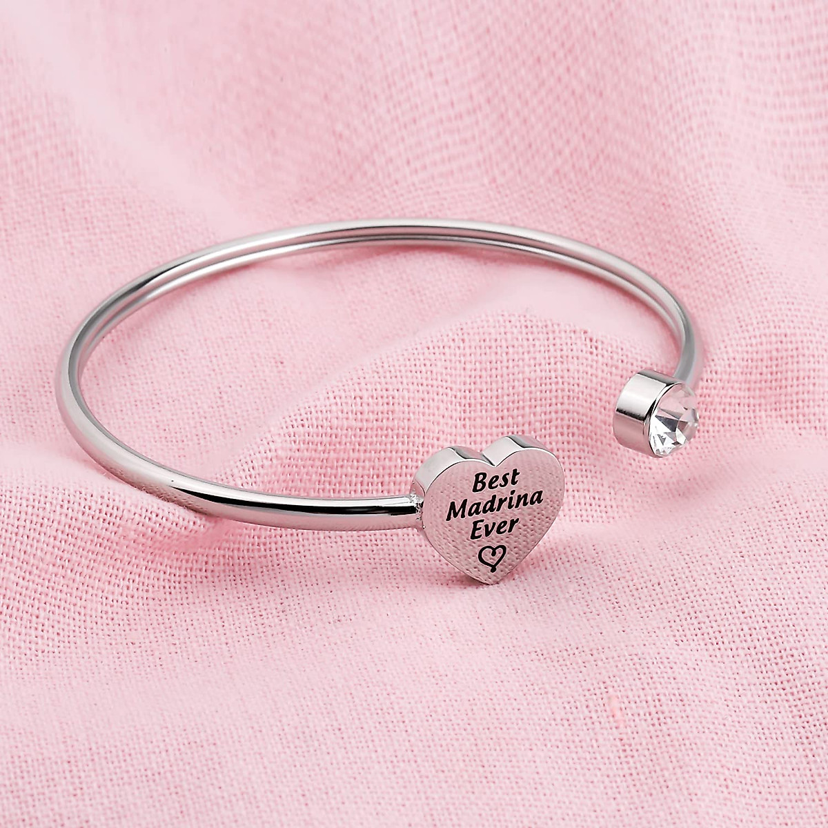 PENQI Godmother Bracelet Best Madrina Ever Cuff Bangle Madrina Gift from Godchild Christening Jewelry Baptism Gift (Best Madrina Ever Bangle)