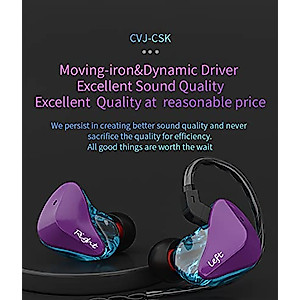 CVJ CSK IEM Earphones,FEDAI 1DD 1BA in Ear Headphone Hybrid Drivers, CCA in Ear Monitor Wired Earbuds with Detachable CPin Cable(No Mic, Black) … …