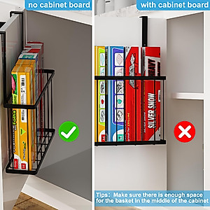 VANMEE 2 Pack Cabinet Door Organizer, Over The Cabinet Door Organizer/Towel Bar or Paper Towel Holder, Bathroom Kitchen Cabinet Door Storage for Cutting Board, Bakeware Pan, Plastic Wrap