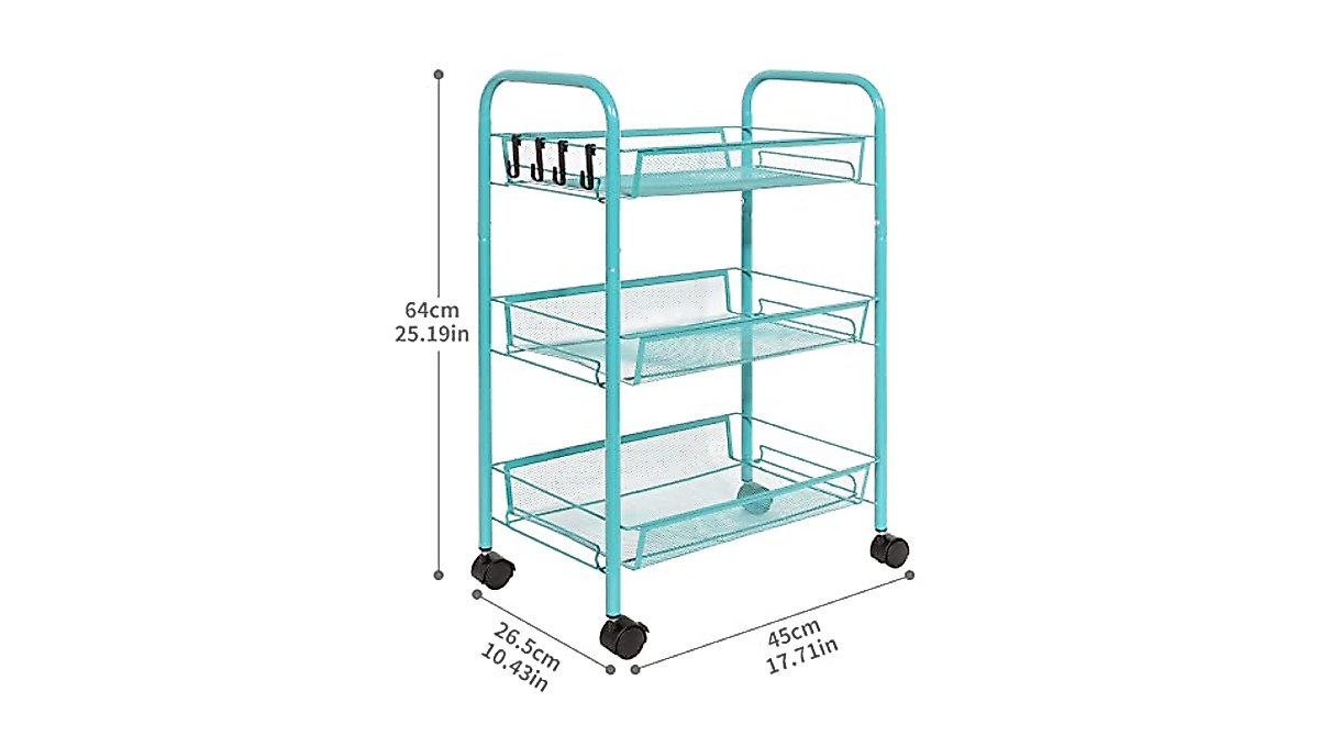 Ruishetop Rolling Push Cart - 3-Tier Storage Solution