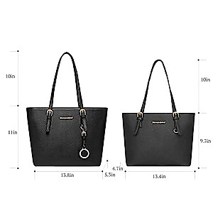 Montana West Tote Handbags for Women Vegan Leather Shoulder Bag Large and Medium 2PCS Purses Set B2B-MWC2-G030BK
