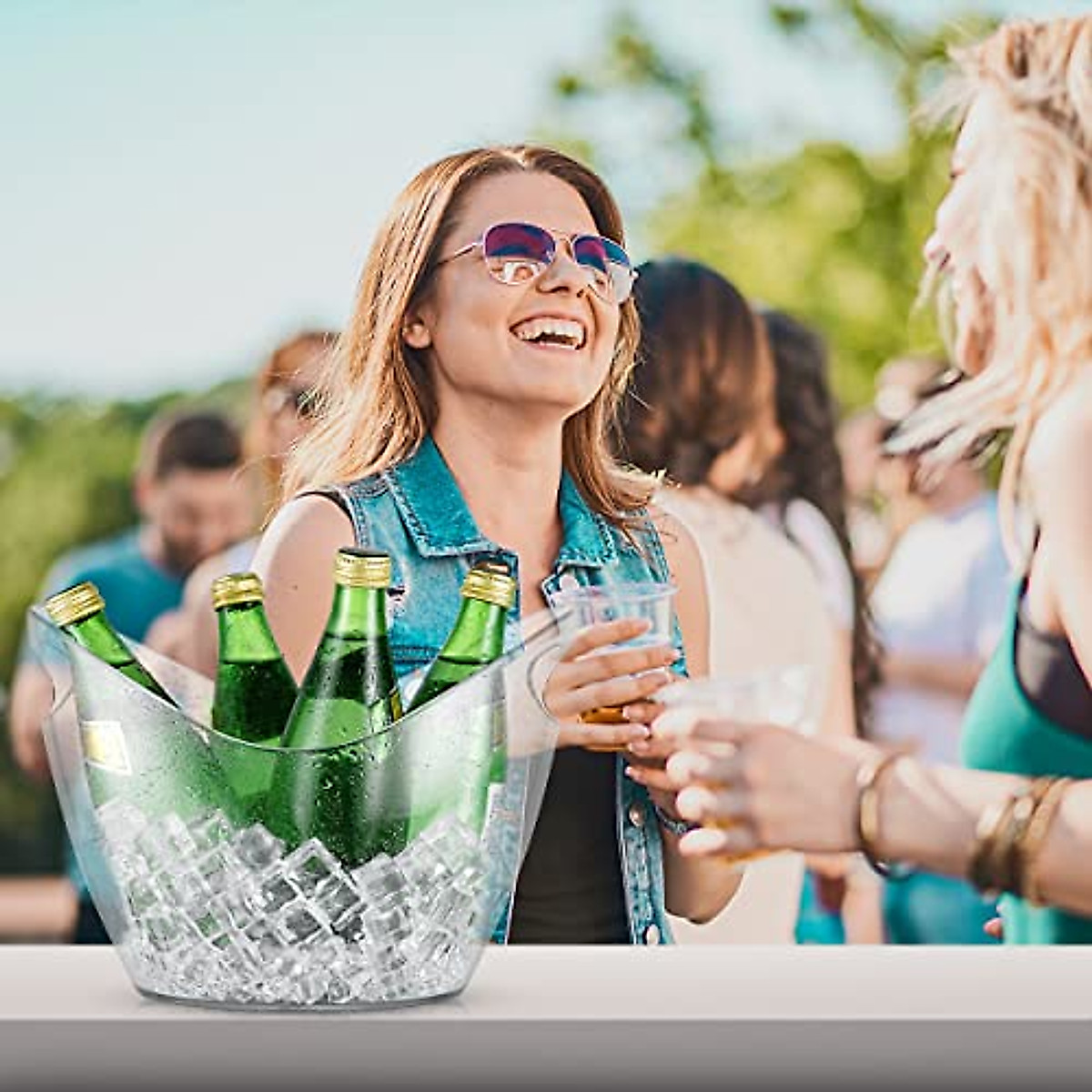 Ice Bucket Parties Wine Bucket Plastic Clear Acrylic For 8 Liter Plastic Tub Perfect for 5 Champagne, Wine or Beer Bottles(1 Pieces,8 Liter)