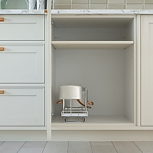 Home Zone Living Pull Out Kitchen Cabinet Organizer with One Tier of Storage and Dividers, 7.17” W x 21” D