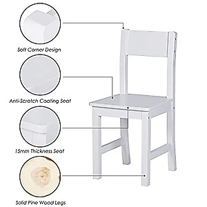 UTEX Kids Study Desk with Chair, Wooden Children School Study Table with Hutch and Chair for 3-8 Years Old, Student's Study Computer Workstation & Writing Table for Home School Use,White