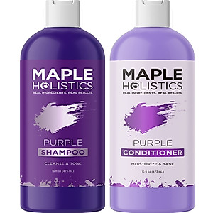 Rehydrating Purple Shampoo and Conditioner Set - Sulfate Free Purple Shampoo for Brassy Hair and Color Conditioner Hair Toner for Brassiness - Blonde Shampoo for Color Treated Hair Care 16oz